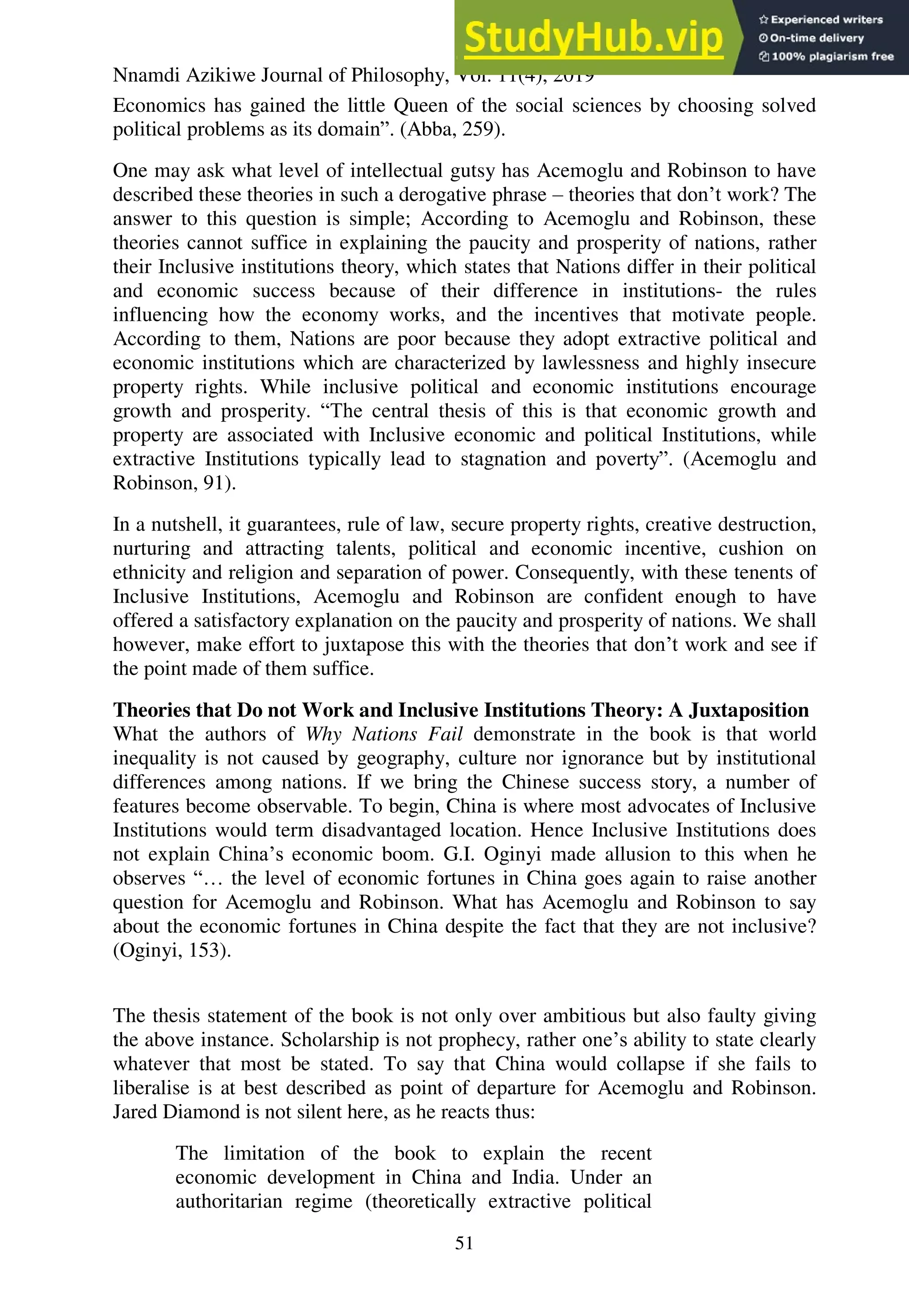 A Critique Of The Critical Theories Of Acemoglu And Robinson | PDF