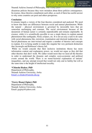 A Critique Of The Critical Theories Of Acemoglu And Robinson | PDF