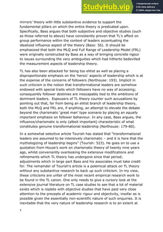 A Critique Of Transformational Leadership Theory | PDF