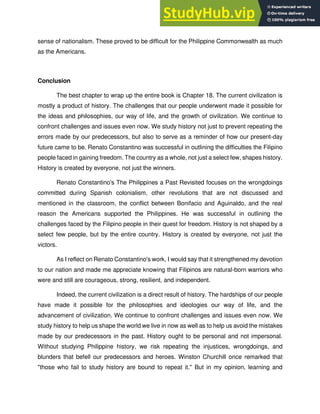 A Critique Paper - The Philippines A Past Revisited By Renato ...