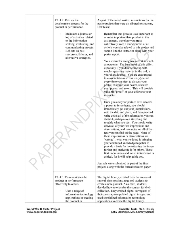 World War II Poster Project & ACRL Information Literacy | PDF