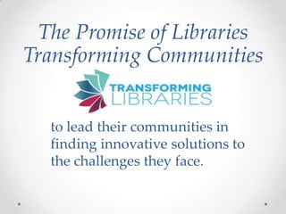 Community Building in Libraries: Success for Every user | PPT