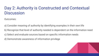 Transforming First-Year Information Literacy: Understanding Authority ...