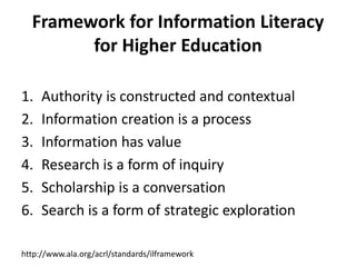 ACRL's New Information Literacy Standards | PPTX