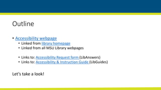 Connecting Users with Disabilities to Accessibility Services with ...