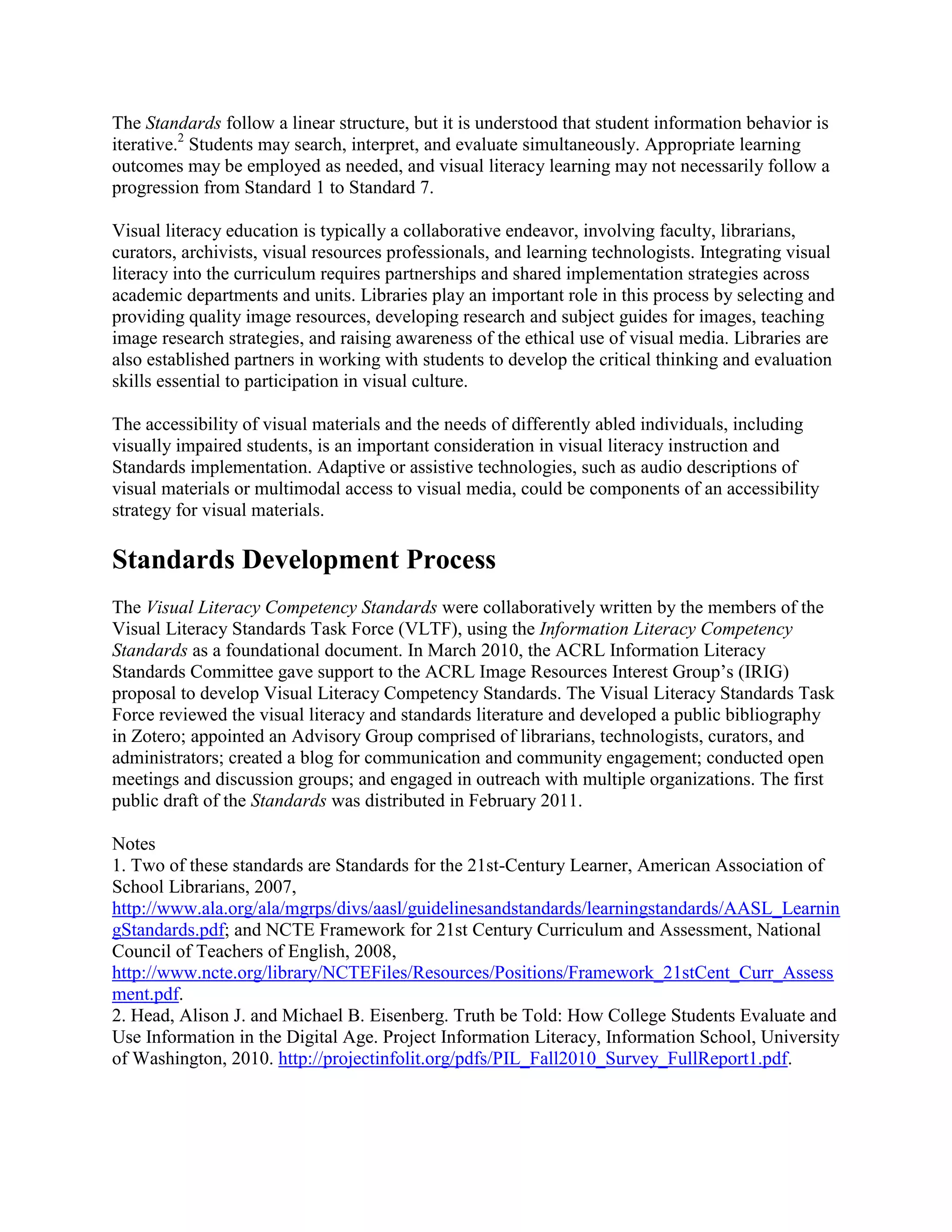 ACRL Visual Literacy Competency Standards | PDF