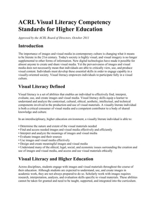 ACRL Visual Literacy Competency Standards | PDF