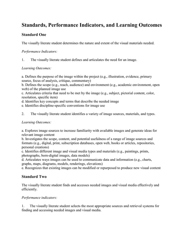 ACRL Visual Literacy Competency Standards | PDF