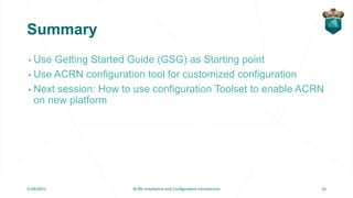 ACRN vMeet-Up EU 2021 - installation and configuration introduction | PPT