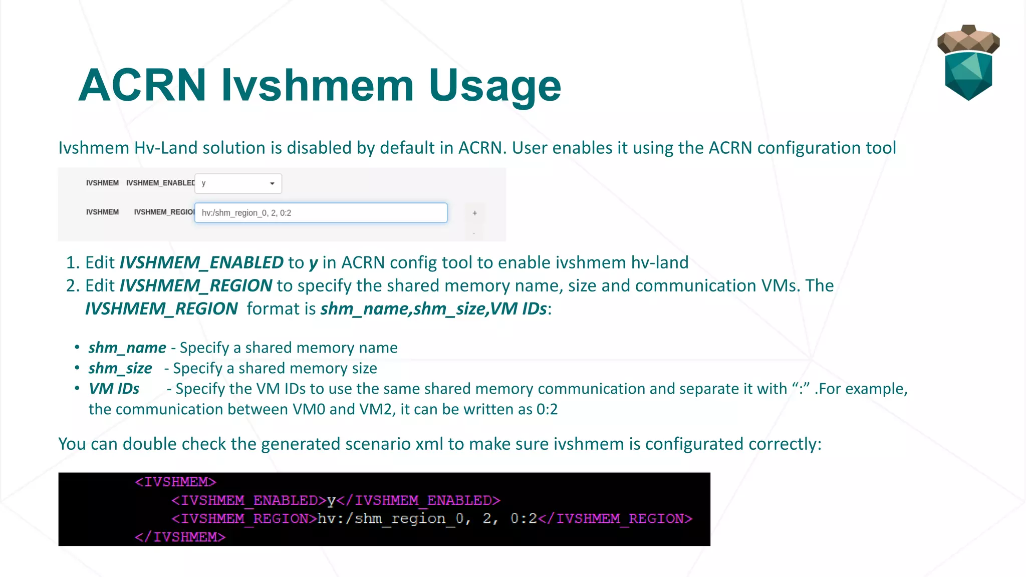 ACRN vMeet-Up EU 2021 - shared memory based inter-vm communication introduction | PDF