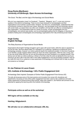 ACRN Barriers to Participation with Archaeology Online Workshop ...