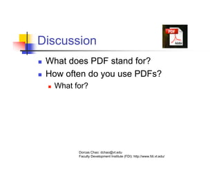 Adobe Acrobat 9: Creating PDF Files for Instruction | PPT