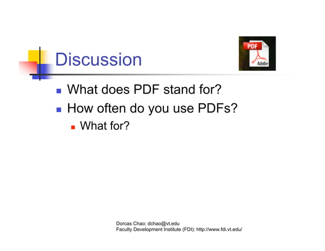 Adobe Acrobat 9: Creating PDF Files for Instruction | PPT
