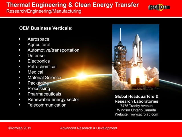 Acrolab Company Presentation 2011 - "Advanced Technology in Thermal ...