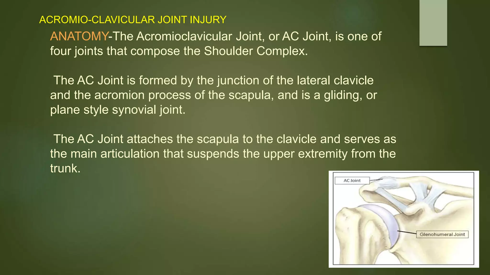 Acromio clavicular joint injury | PPTX