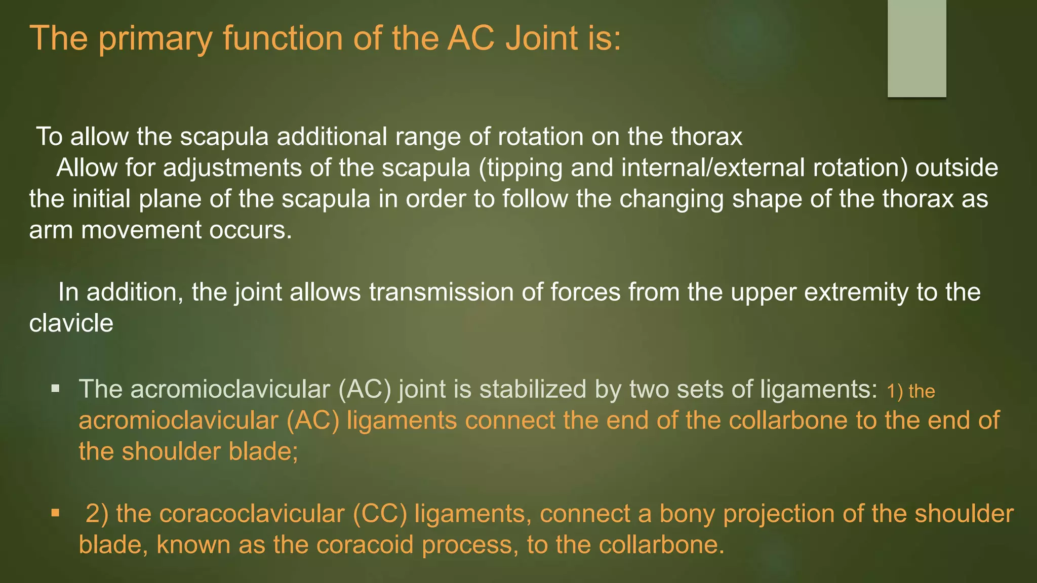 Acromio clavicular joint injury | PPTX