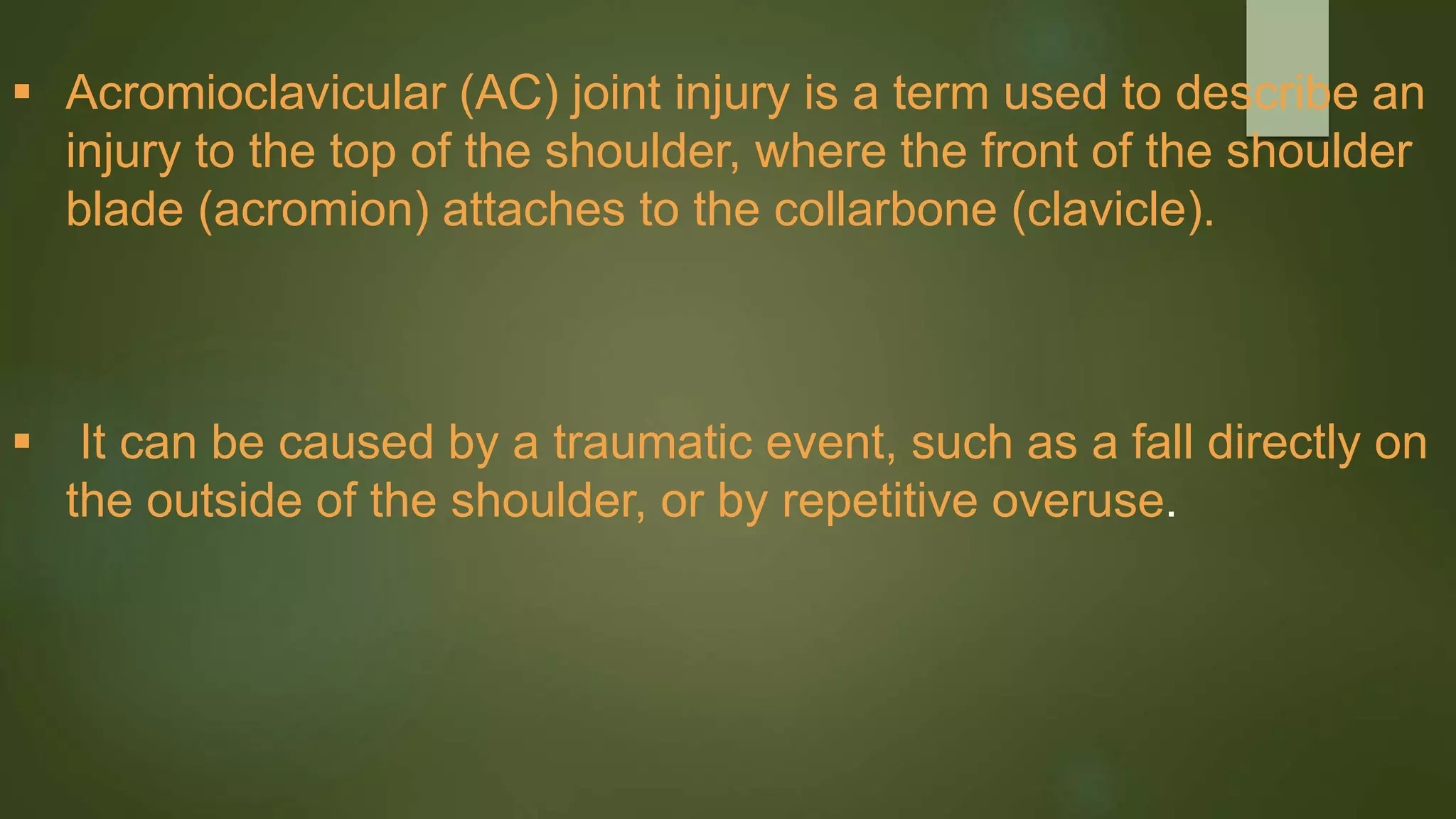 Acromio clavicular joint injury | PPTX
