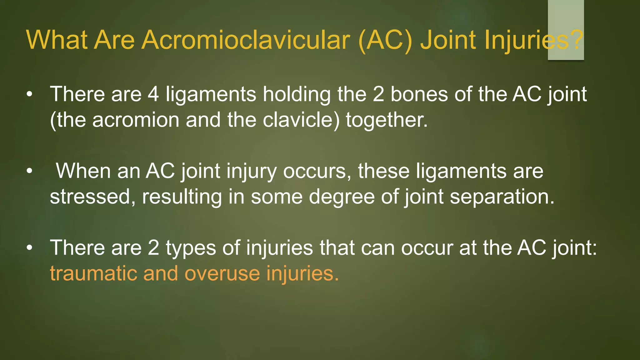 Acromio clavicular joint injury | PPTX