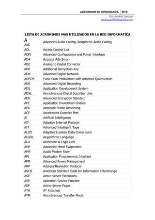 Acronimos En Informatica | DOC