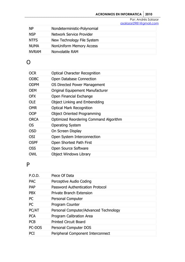 Acronimos En Informatica | PDF