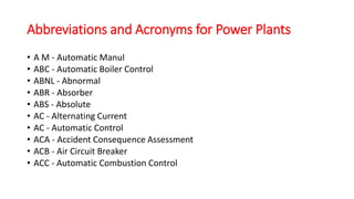 Abbreviations and Acronyms for Power Plants | PPTX