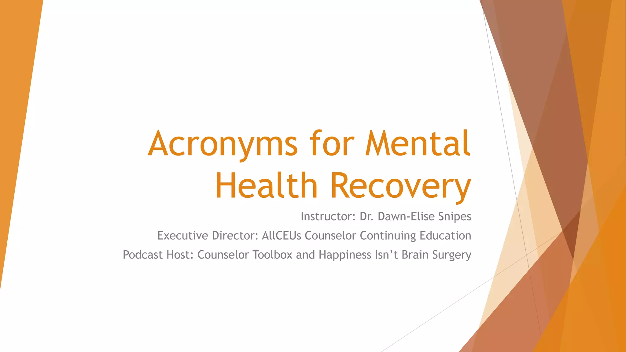 Acronyms for Recovery | PPTX