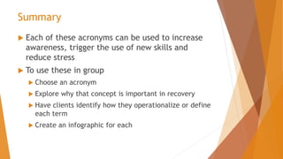 Acronyms for Recovery | PPT