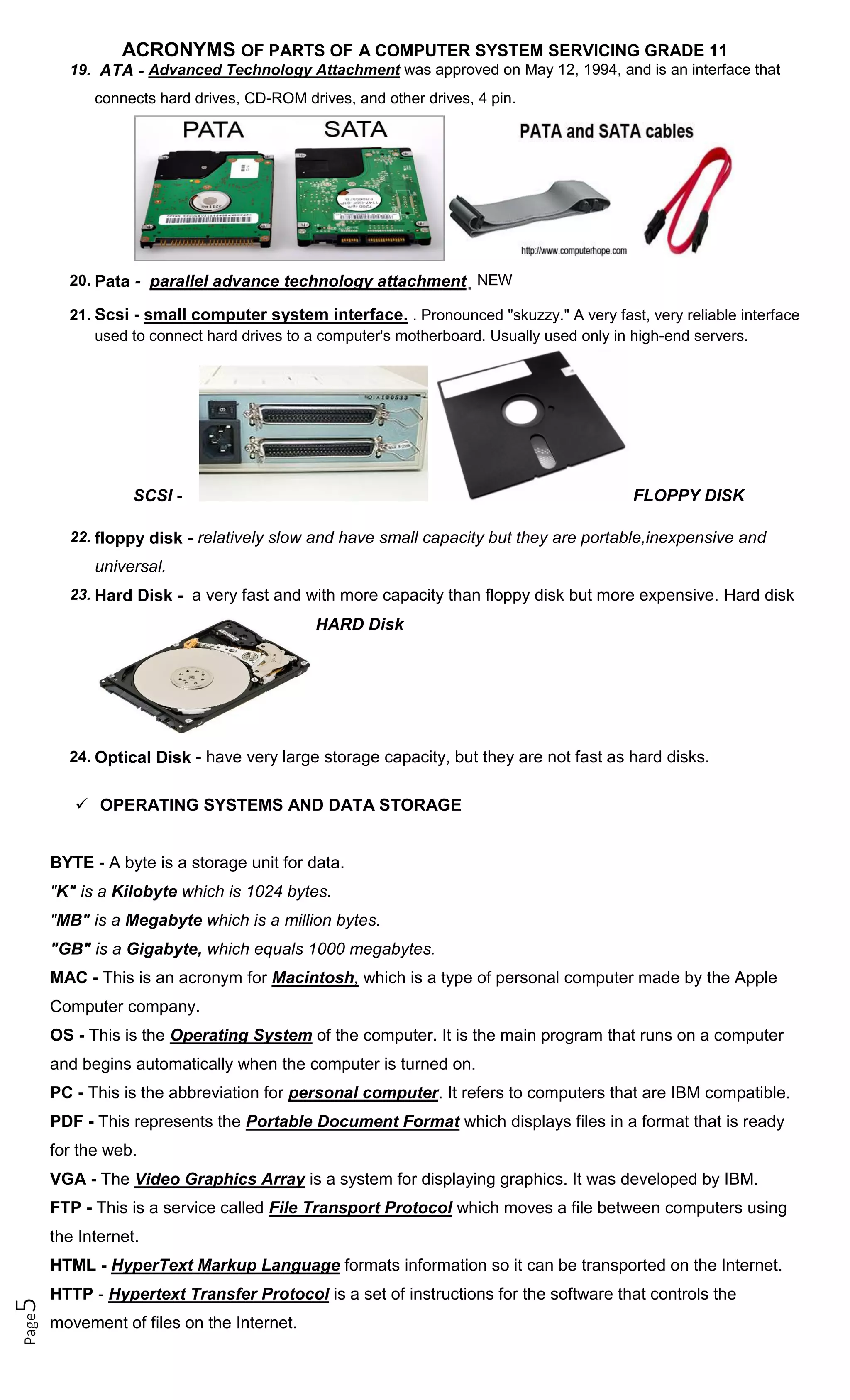 acronyms of parts of computer system servicing | PDF