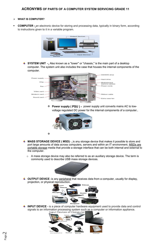 acronyms of parts of computer system servicing | PDF | Operating ...