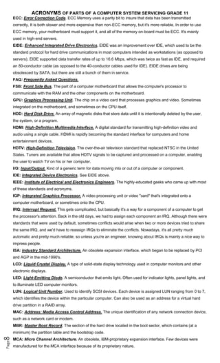 acronyms of parts of computer system servicing | PDF