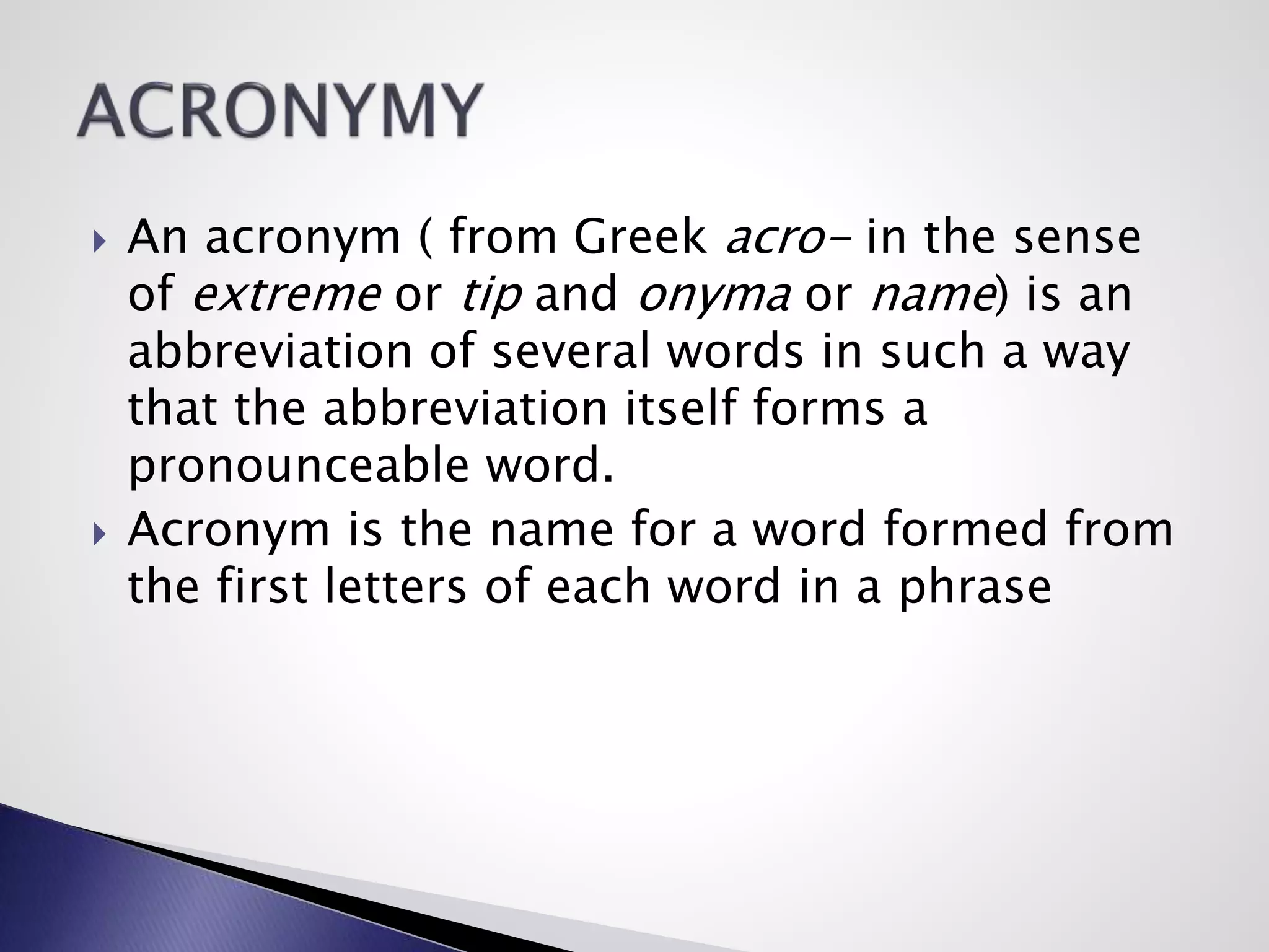 Acronymy and blending | PPT | Free Download