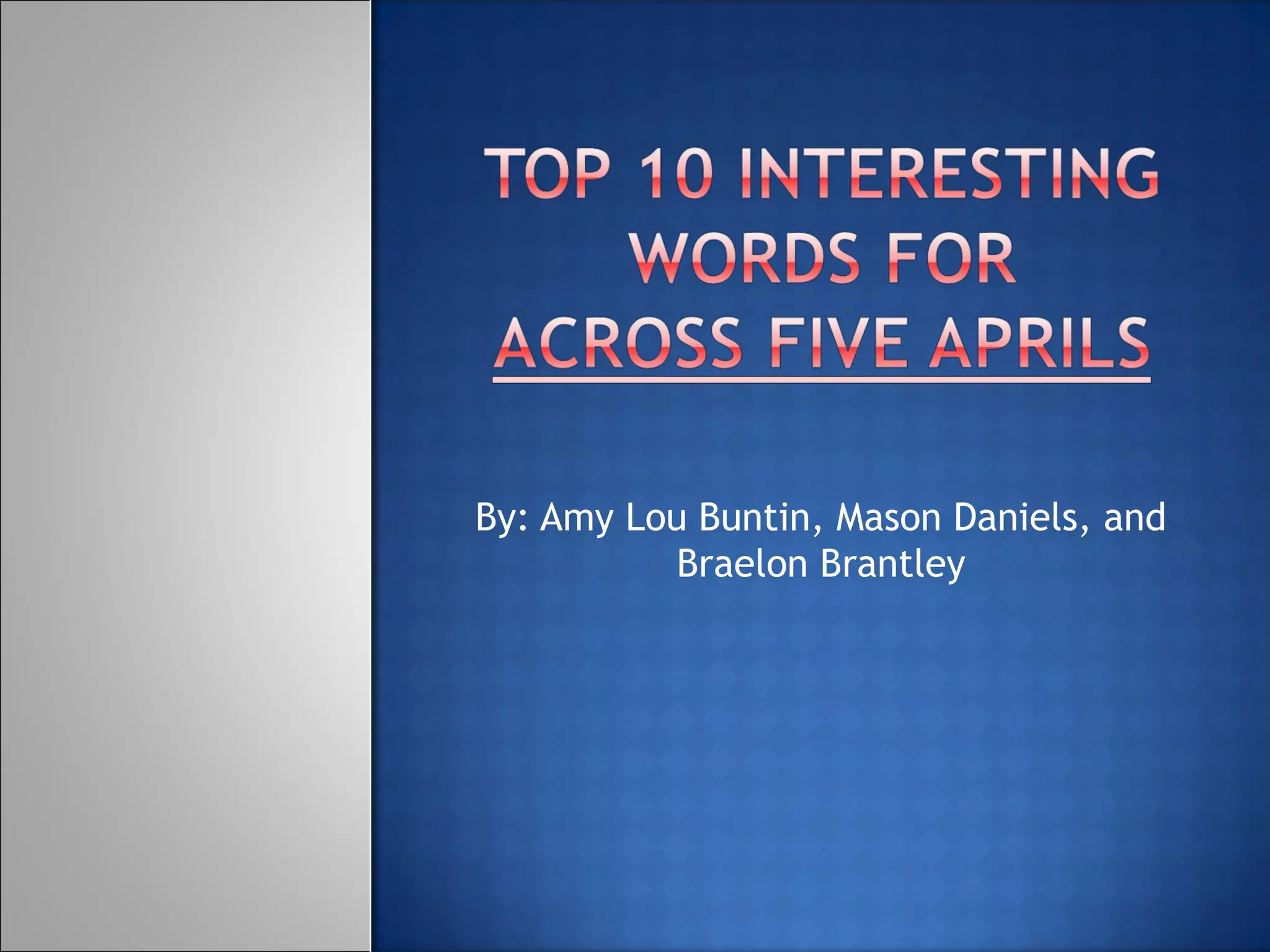 Across five aprils | PPT