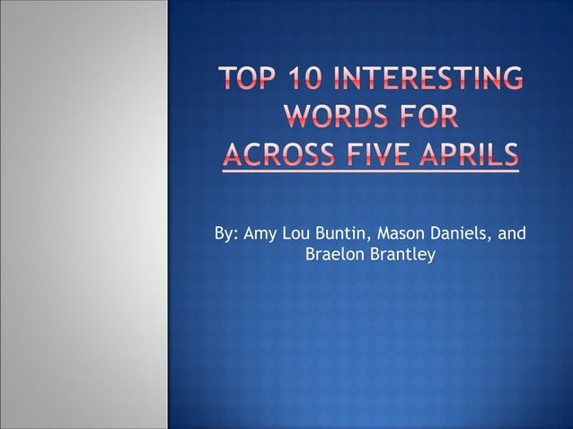 Across five aprils | PPT