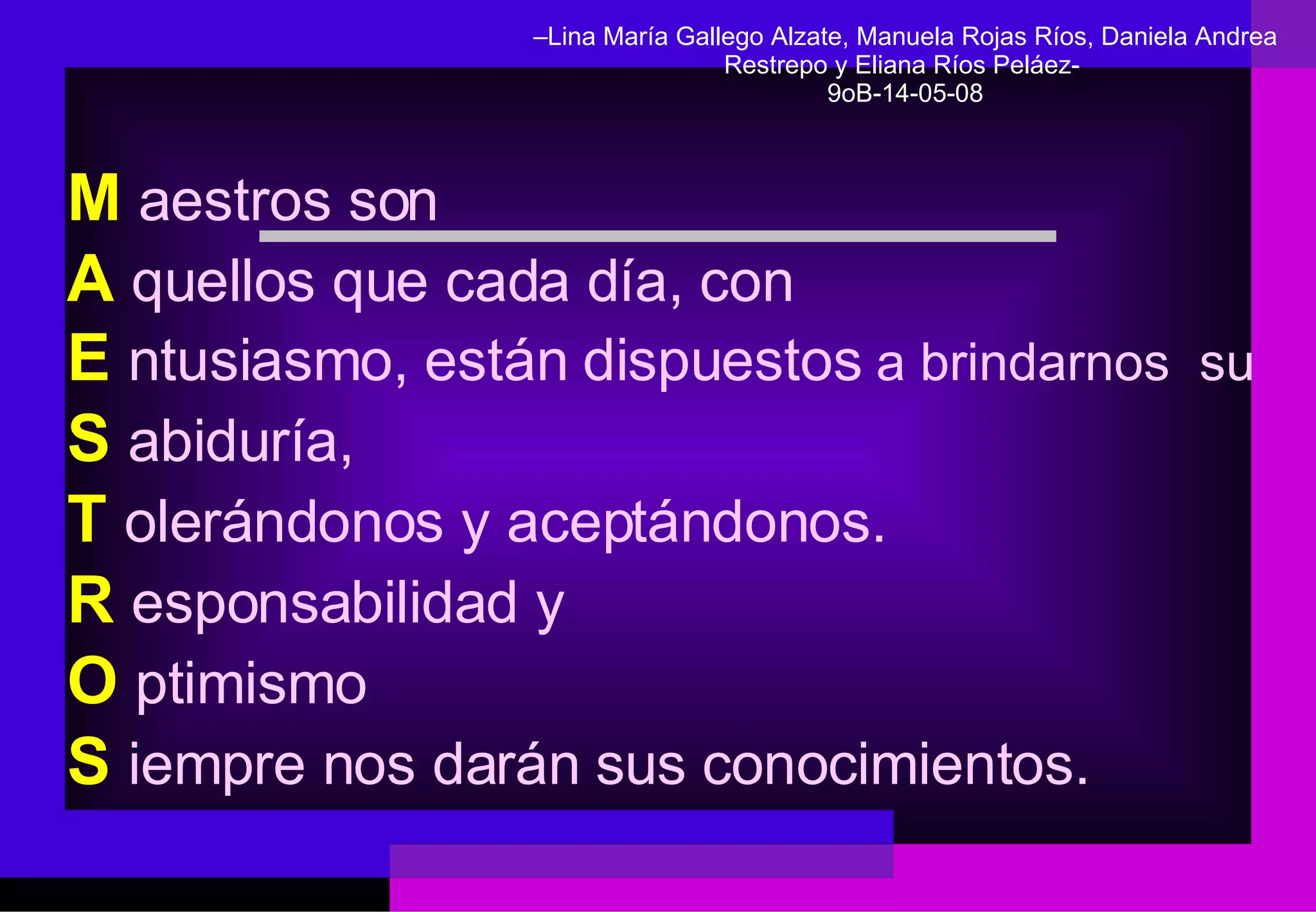 Acrosticos Maestros 9° "B" | PPT
