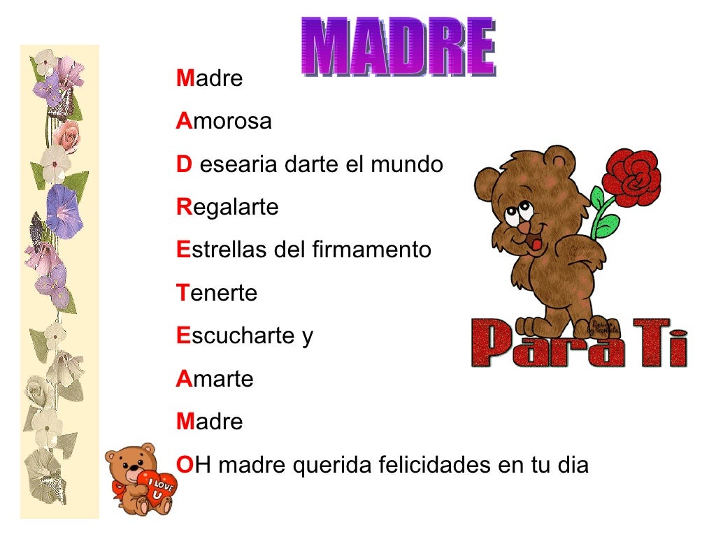 Poemas Acrosticos Para Ninos