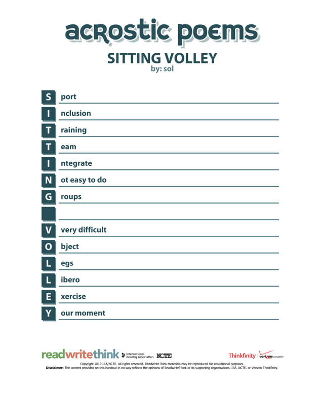 Acrostic poem | PDF