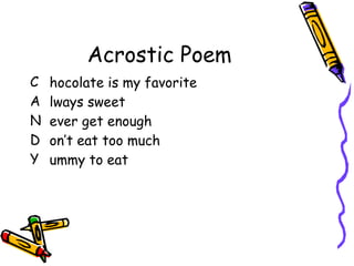 Acrostic Poem Lesson for ESL child students | PPTX