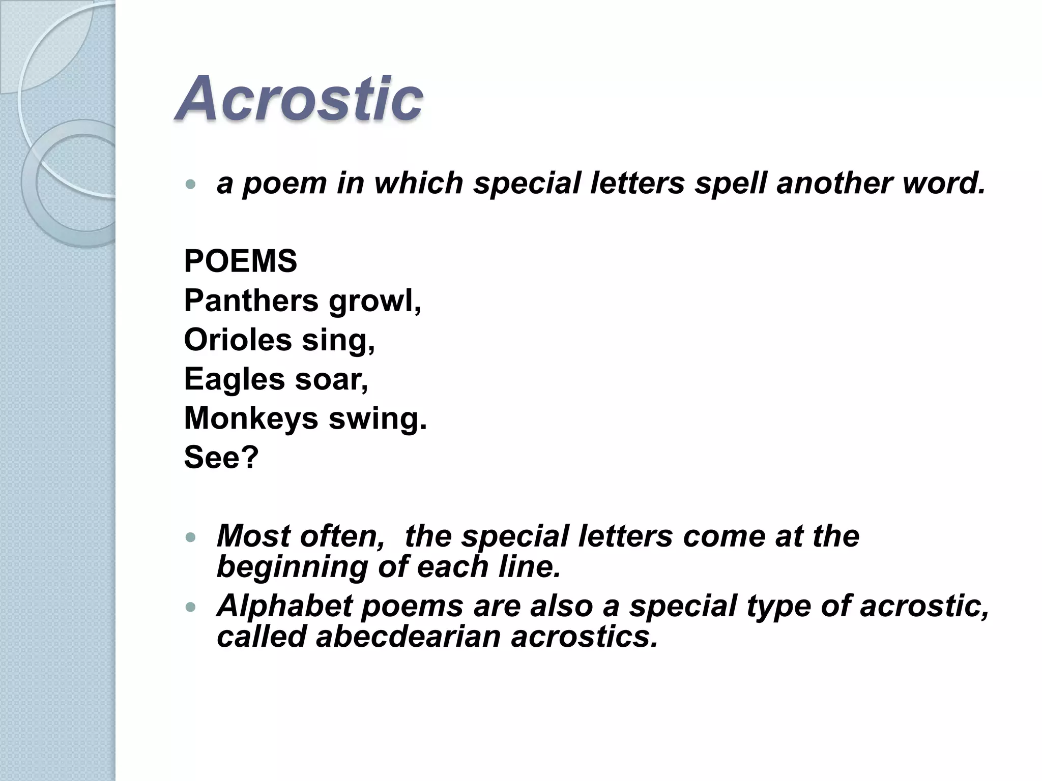 Acrostic poems | PPTX