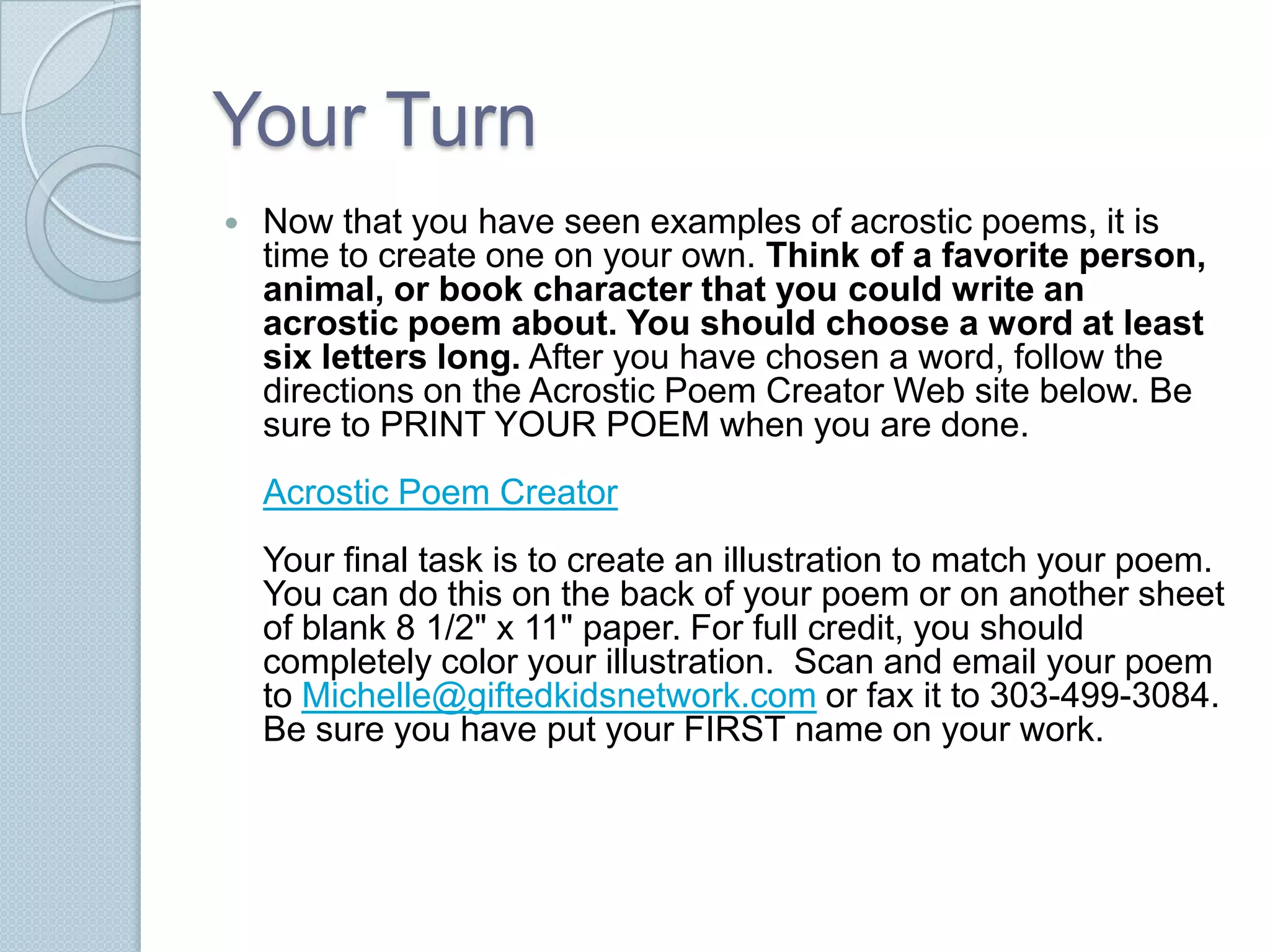Acrostic poems | PPTX