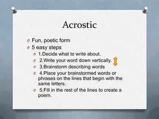Acrostic poems | PPTX