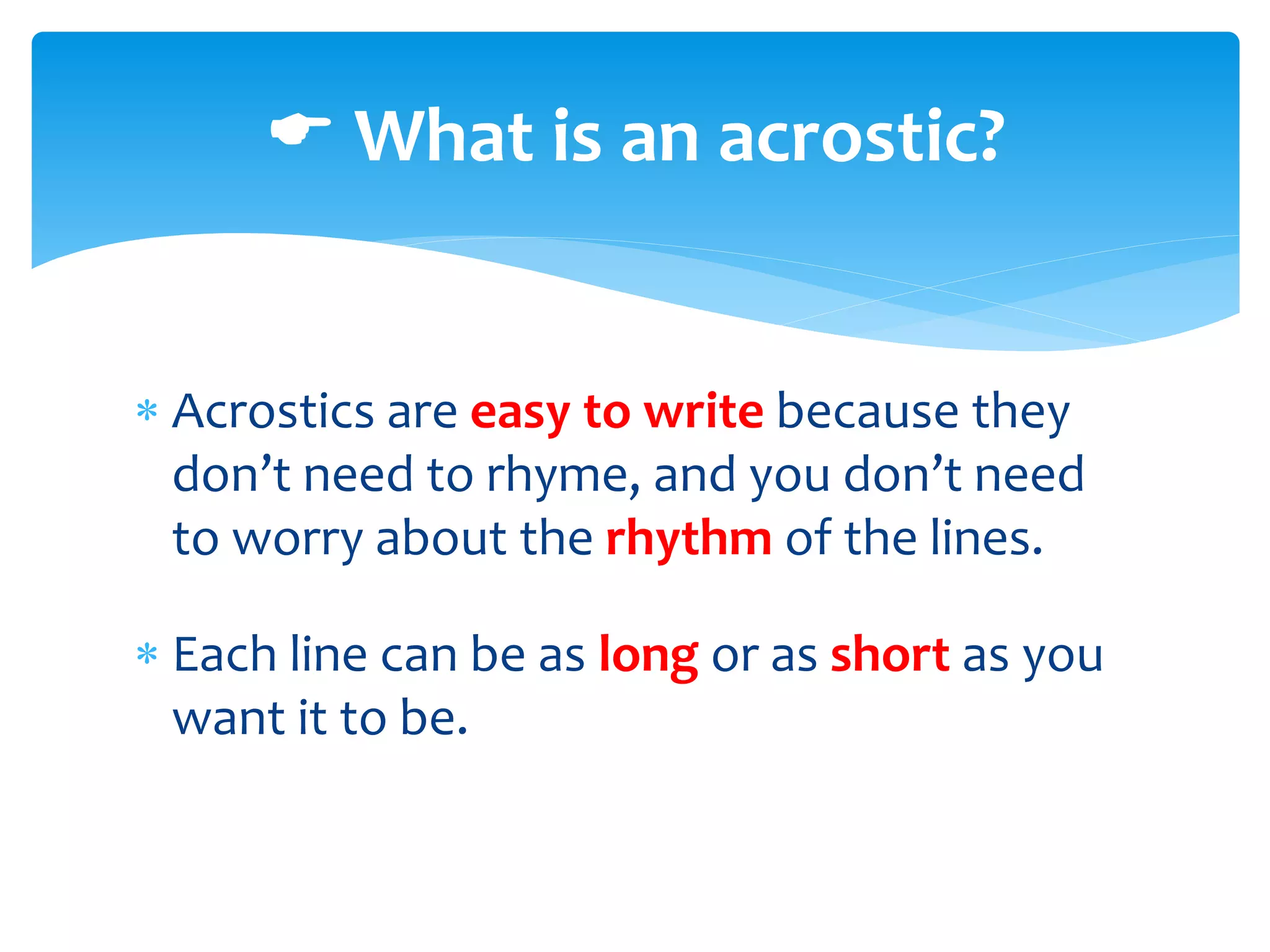Acrostic poems | PPTX