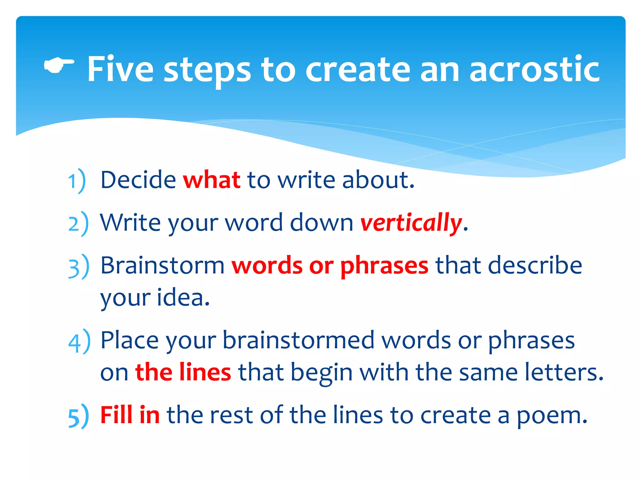 Acrostic poems | PPTX