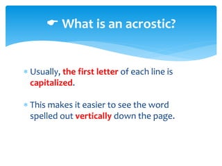 Acrostic poems | PPTX