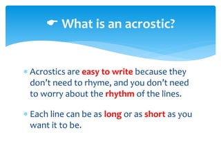 Acrostic poems | PPTX