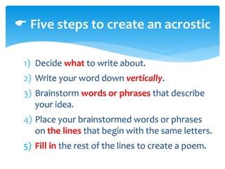Acrostic poems | PPT