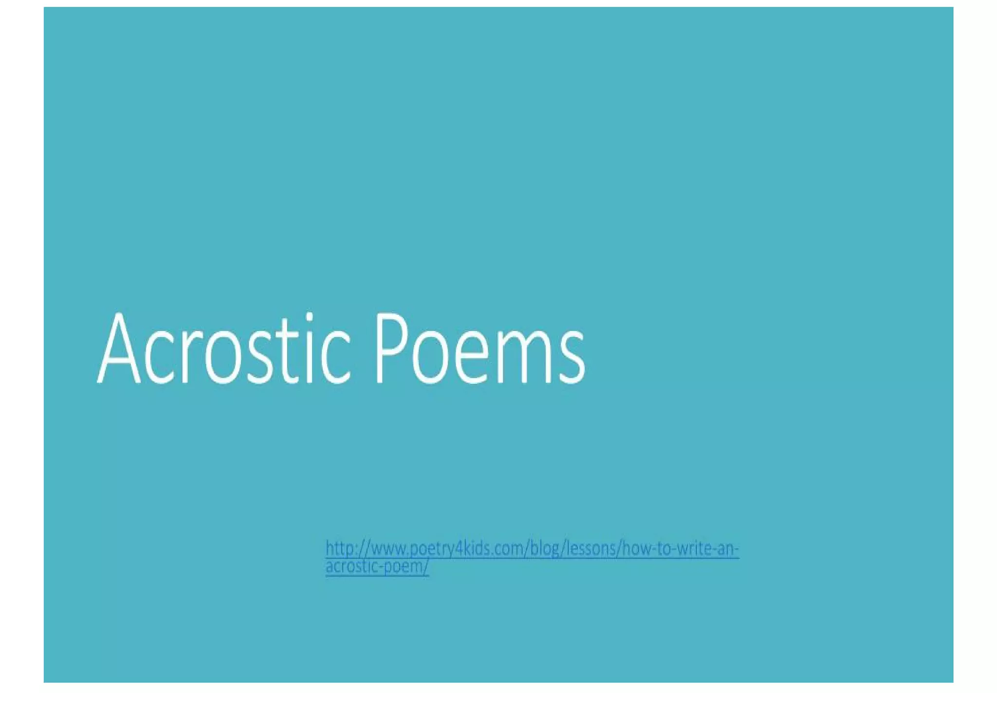 Acrostic Poems | PPT