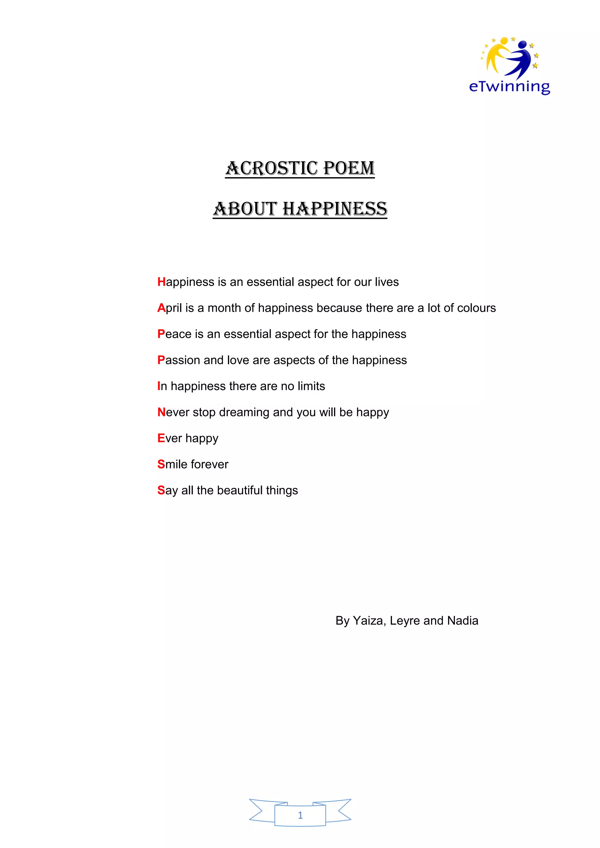 Acrostic poems about happiness | PDF