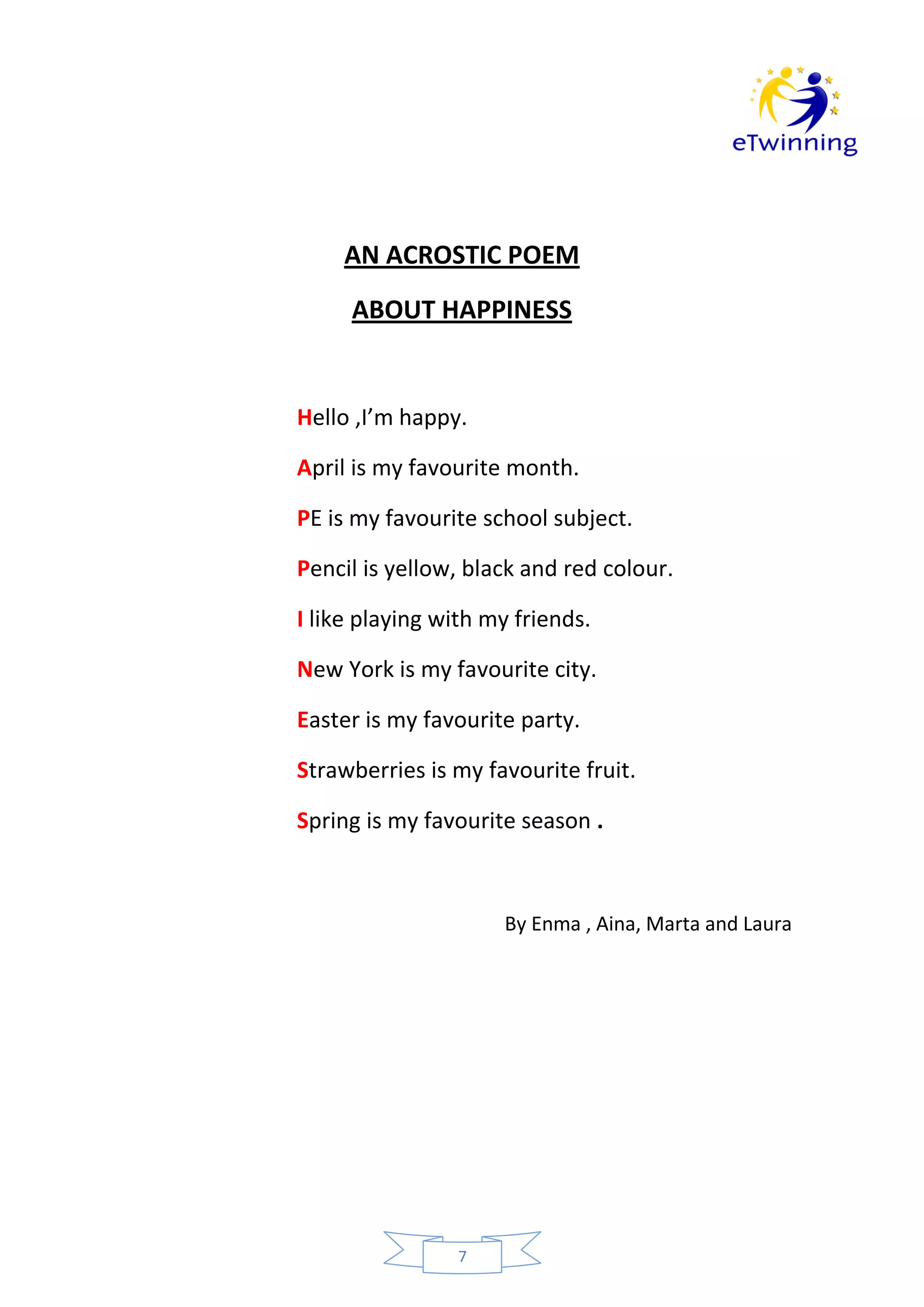 Acrostic poems about happiness | PDF | Poetry | Books and Literature