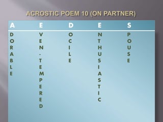 Acrostic poems on dengue patrol | PPTX