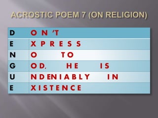 Acrostic poems on dengue patrol | PPTX